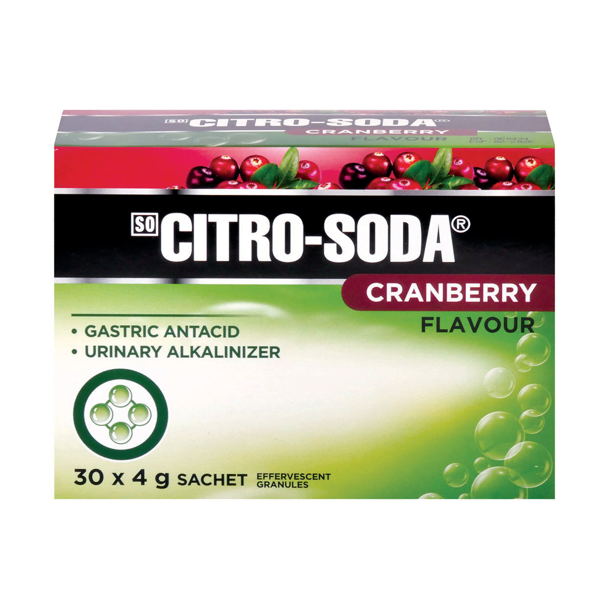 Citro-Soda Cranberry 30 x 4g Granule Sachets - Maximed