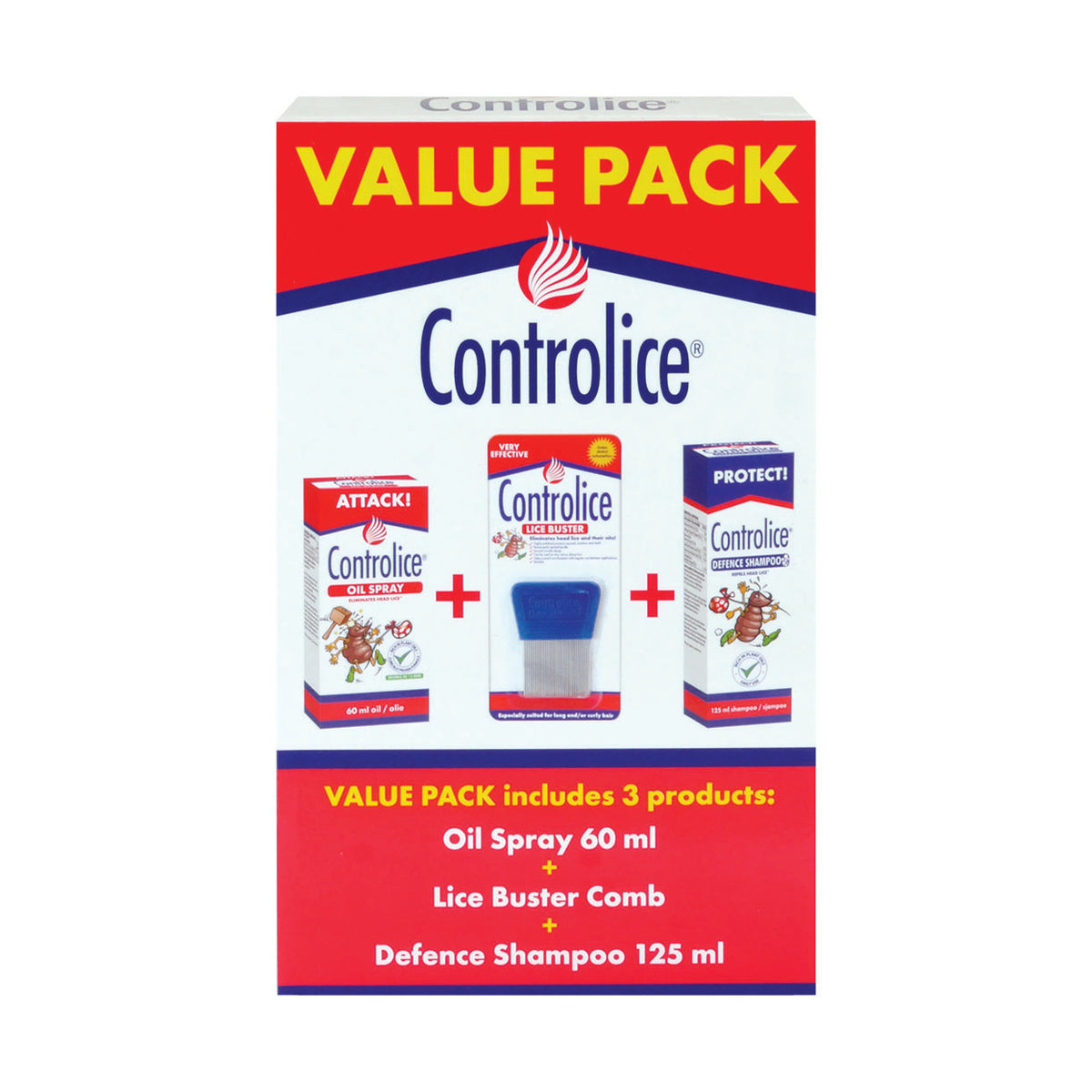 Controlice Value Pack Includes 3 Products Oil Spray + Lice Buster Comb ...