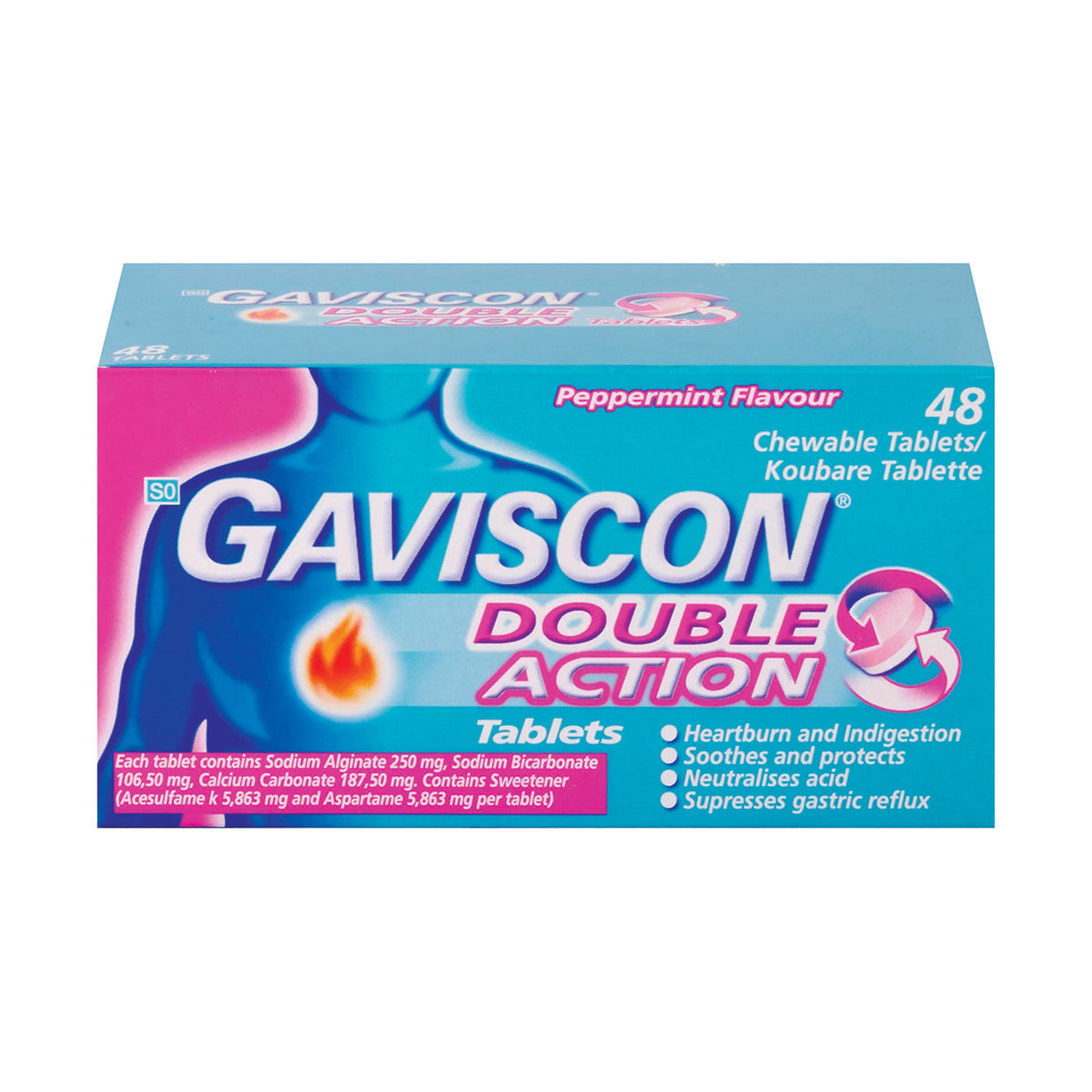 Gaviscon Peppermint Double Action 48 Tablets - Maximed