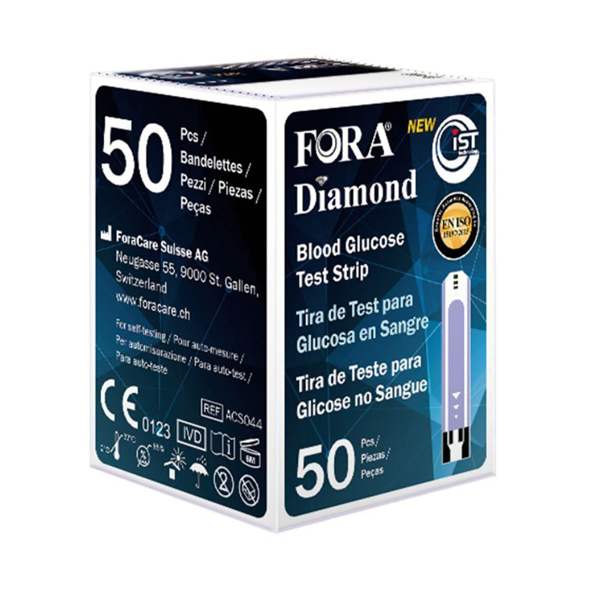 Fora Diamond Blood Glucose 0.5ul Test Strips 50 - Maximed