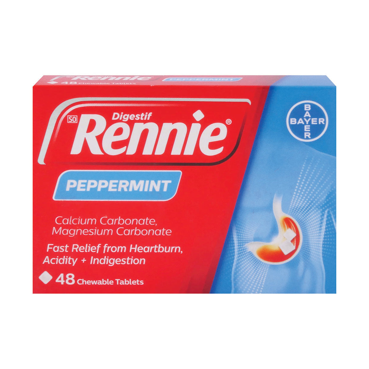 Rennie Antacid Peppermint 48 Tablets - Maximed